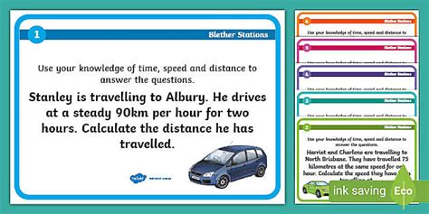 Speed Distance And Time Problem Solving Cards Twinkl