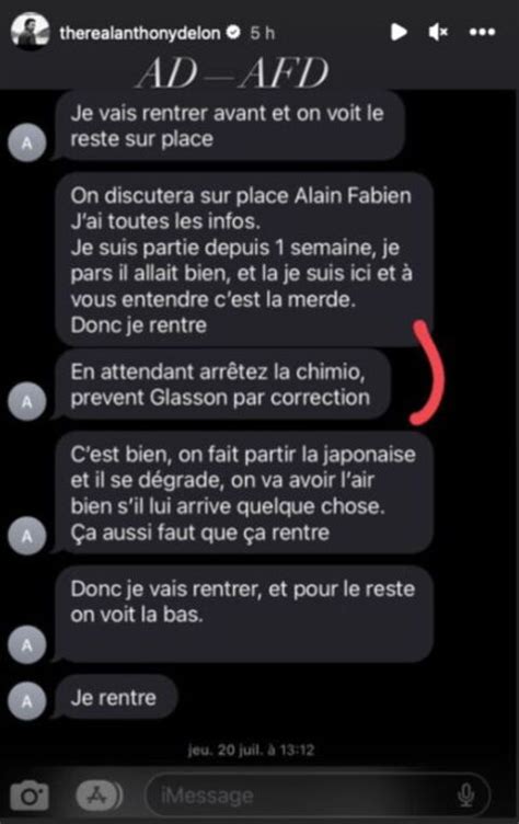 On fait partir la Japonaise et il se dégrade Anthony Delon dévoile de nouveaux SMS à charge