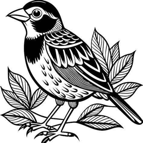 чёрно белый рисунок птицы с черно белым фоном Премиум Ai сгенерированный вектор