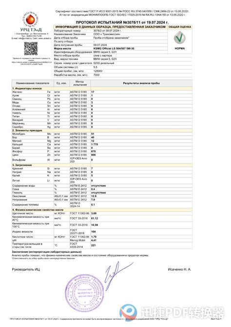 KSMG Official LS 504 507 5W30 отработка на BMW 5 после 7 000 км 250 м