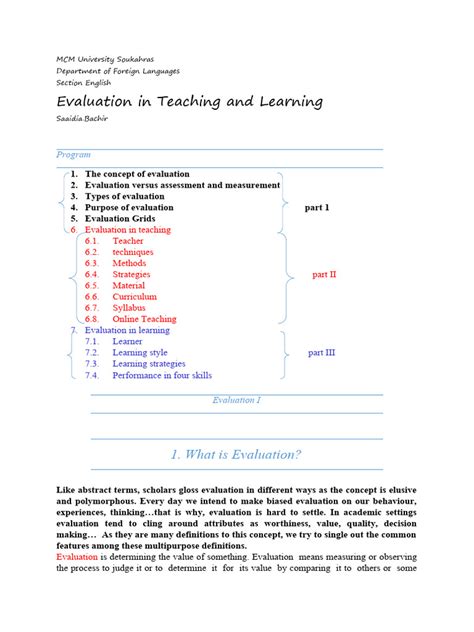 Evaluation Definition And Distinguishing Terms Pdf Evaluation Educational Assessment