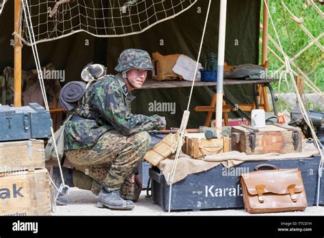 A Reenactor Dressed As A German World War Two Waffen Ss Soldier Stock