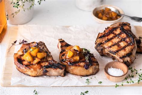 Grilled Pork Chop With Bourbon Peach Sauce Challenge Dairy