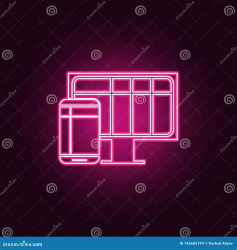 Responsive Design Icon Elements Of Web Development In Neon Style Icons
