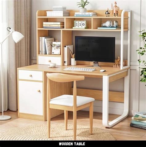 โต๊ะเขียนหนัง ชั้นวางด้านบน Line Shopping