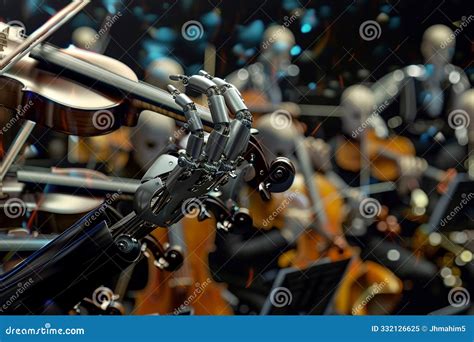 Ai Composing Symphonies Represented By Robotic Hands Conducting An