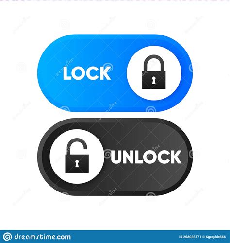 Lock Or Unlock Switch Button Concept To Protect On Or Off Mode Vector Illustration Stock