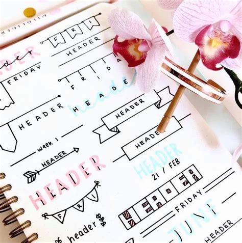 Headers For Notebooks Planners Or Bullet Journals By Ig Breebery