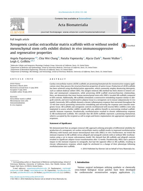 Pdf Xenogeneic Cardiac Extracellular Matrix Scaffolds With Or Without