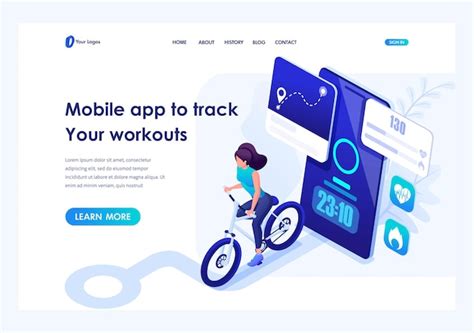 Premium Vector Isometric Concept Mobile App To Track Your Workouts Girl Running Header Concept