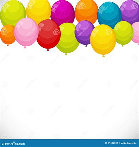 Color Glossy Happy Birthday Balloons Banner Background Vector Stock