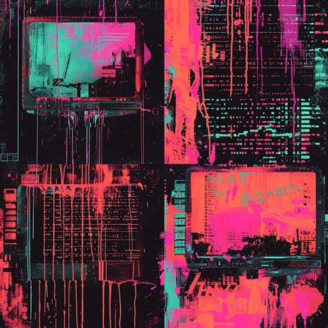 Premium Photo Colorful Hacked Hacked Digital Screens With Cracked