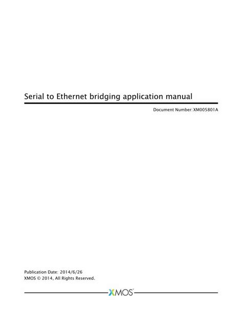 Pdf Serial To Ethernet Bridging Application Manual Xmos To Ethernet