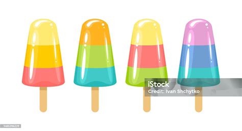 다채로운 아이스 롤리 벡터 그림입니다 밝은 색의 아이스크림 플랫 아이콘 세트 0명에 대한 스톡 벡터 아트 및 기타 이미지 0명 Popsicle Stick 과일
