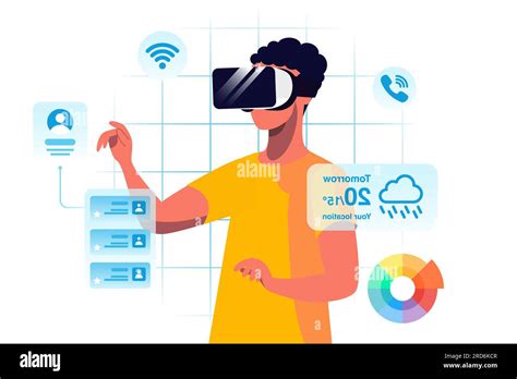Man Wearing Ar Smart Glasses To Work In A Display Application Flat