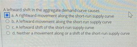 Solved ♡ A Leftward Shift In The Aggregate Demand Curve