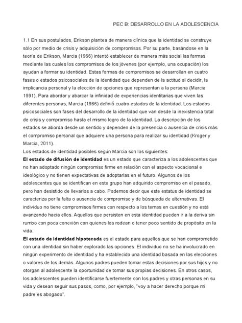 Pec B Desarrollo En La Adolescencia Pdf