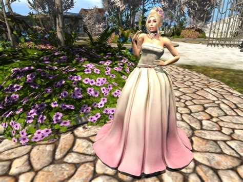 Second Life Marketplace Tff Lyra Ombre Gown In Ivorypink