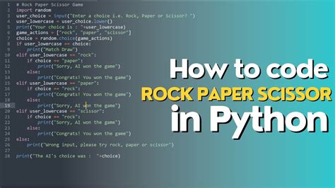 Rock Paper Scissor Game In Python Youtube