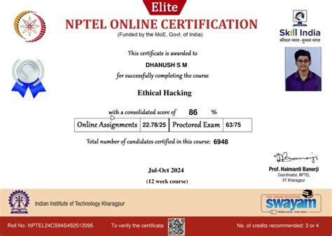 Dhanush S M On Linkedin Ethicalhacking Nptel Learningjourney