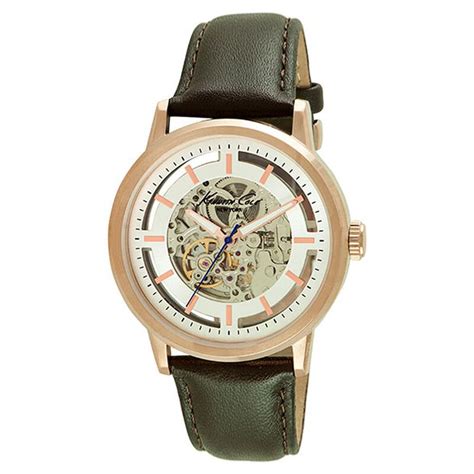 Buy Online Kenneth Cole Automatic Silver Dial Leather Strap Watch For