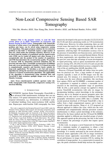 Pdf Nonlocal Compressive Sensing Based Sar Tomography