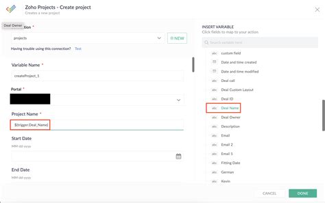 zoho flow and bigin connection