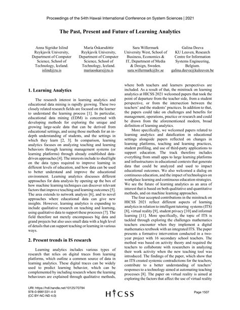 Pdf Introduction To The Minitrack On Learning Analytics