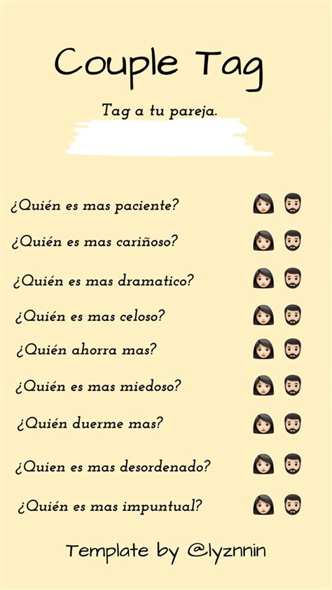 Couple Tag Plantilla Citas De Novio Verdad Y Reto Preguntas De Pareja