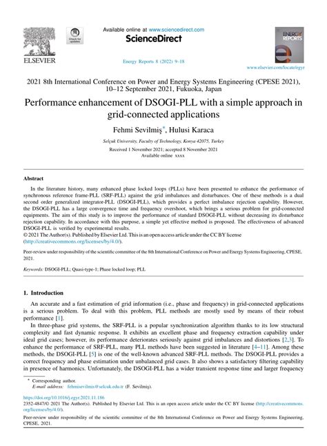 Pdf Performance Enhancement Of Dsogi Pll With A Simple Approach In