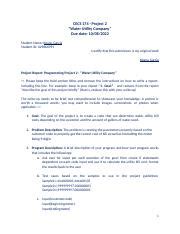CECS174Project2 Docx CECS 174 Project 2 Water Utility Company Due