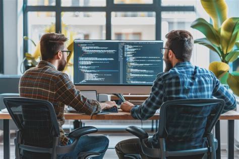 Brainstorming It Programmers Use Computer Together Software Engineers