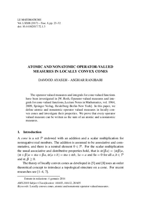 Pdf Atomic And Nonatomic Operator Valued Measures In Locally Convex