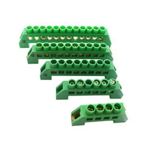 Green Blue Screw Brass Terminal Block Earth And Neutral Block With 4 12