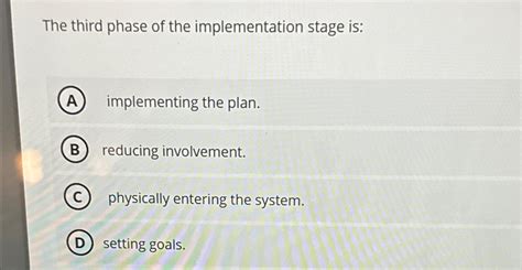Solved The Third Phase Of The Implementation Stage