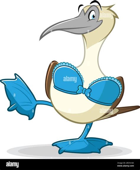 Cartoon Vector Illustration Of A Booby Bird Wearing Bra Stock Vector