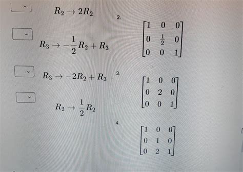 solved match each of the following elementary row operations