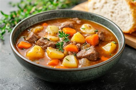 A Nutritious And Hearty Beef Stew With Potatoes Carrots Tomatoes And