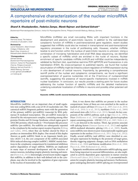 Pdf A Comprehensive Characterization Of The Nuclear Microrna
