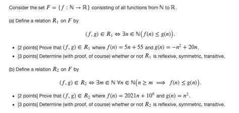 Solved Consider The Set F {f N → R} Consisting Of All
