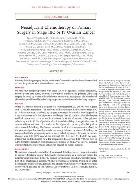 Pdf Neoadjuvant Chemotherapy Or Primary Surgery In Stage Iiic Or Iv