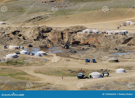 View To The Gold Mining Camp In Burgede Mongolia Editorial Stock