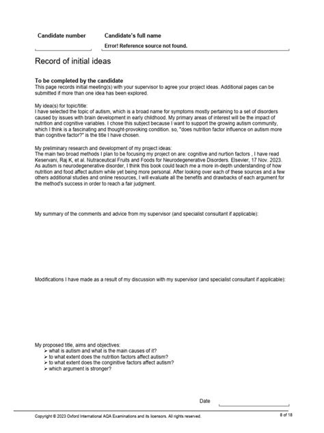 Initial Idea And Proposal Pdf Autism Spectrum Psychology