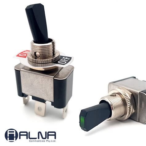 Toggle Switch On Off SPST Green LED Alna Commodities Pty Ltd