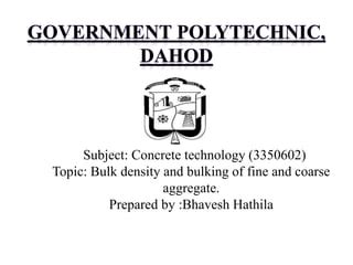 Bulk Density And Bulking Of Fine And Coarse Aggregate PPTX