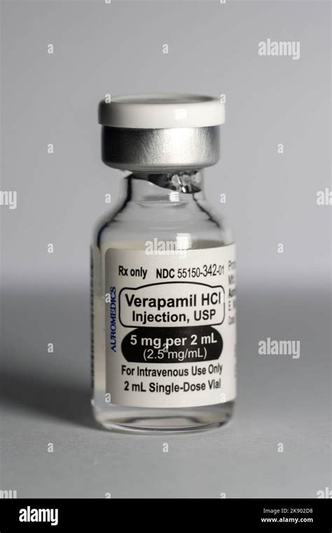 A Vertical Shot Of Verapamil An Antihypertensive Drug On A White