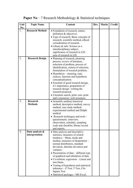 Paper No â 7 Research Methodology And Statistical Techniques