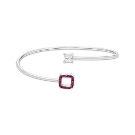 Square Cut White Lab Created Sapphire And Lab Created Ruby Frame Flex