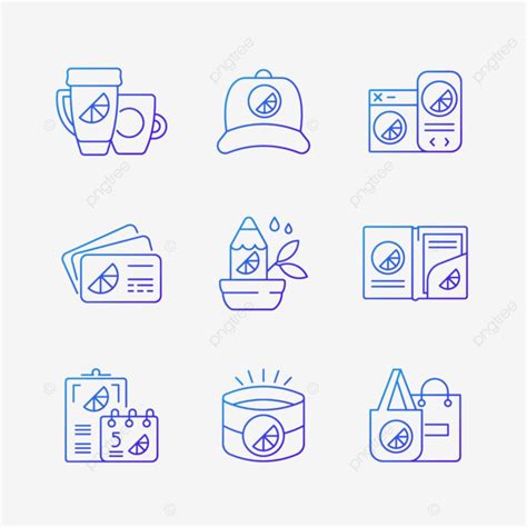 set of linear gradient vector icons for company branding materials