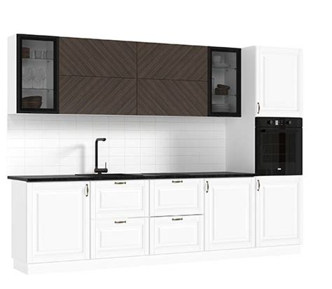 Кухонный гарнитур Престиж 3 0м Компоновка №1 Белый Браш Вайт Прайм орех купить C доставкой на